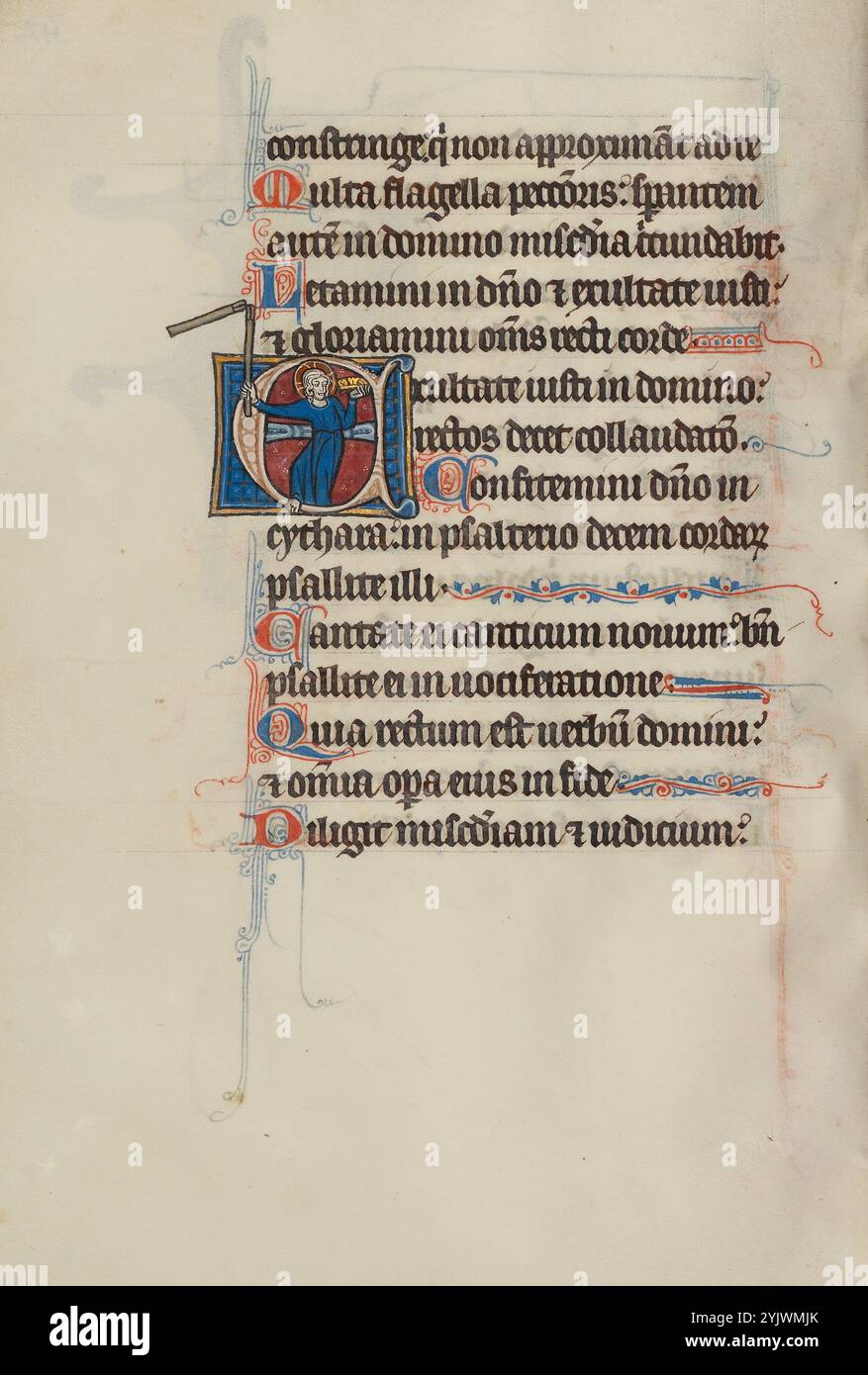 Initial E: Christ Holding a Crown and Flail; Bute Psalter, text and ...