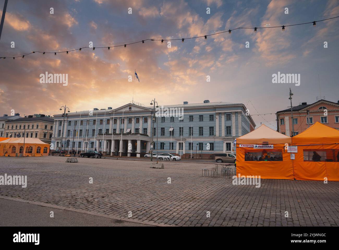 Helsinki City Hall with Neoclassical Architecture at Sunset Stock Photo ...