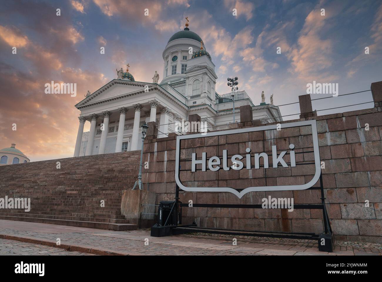 Helsinki Cathedral's neoclassical architecture features white columns ...