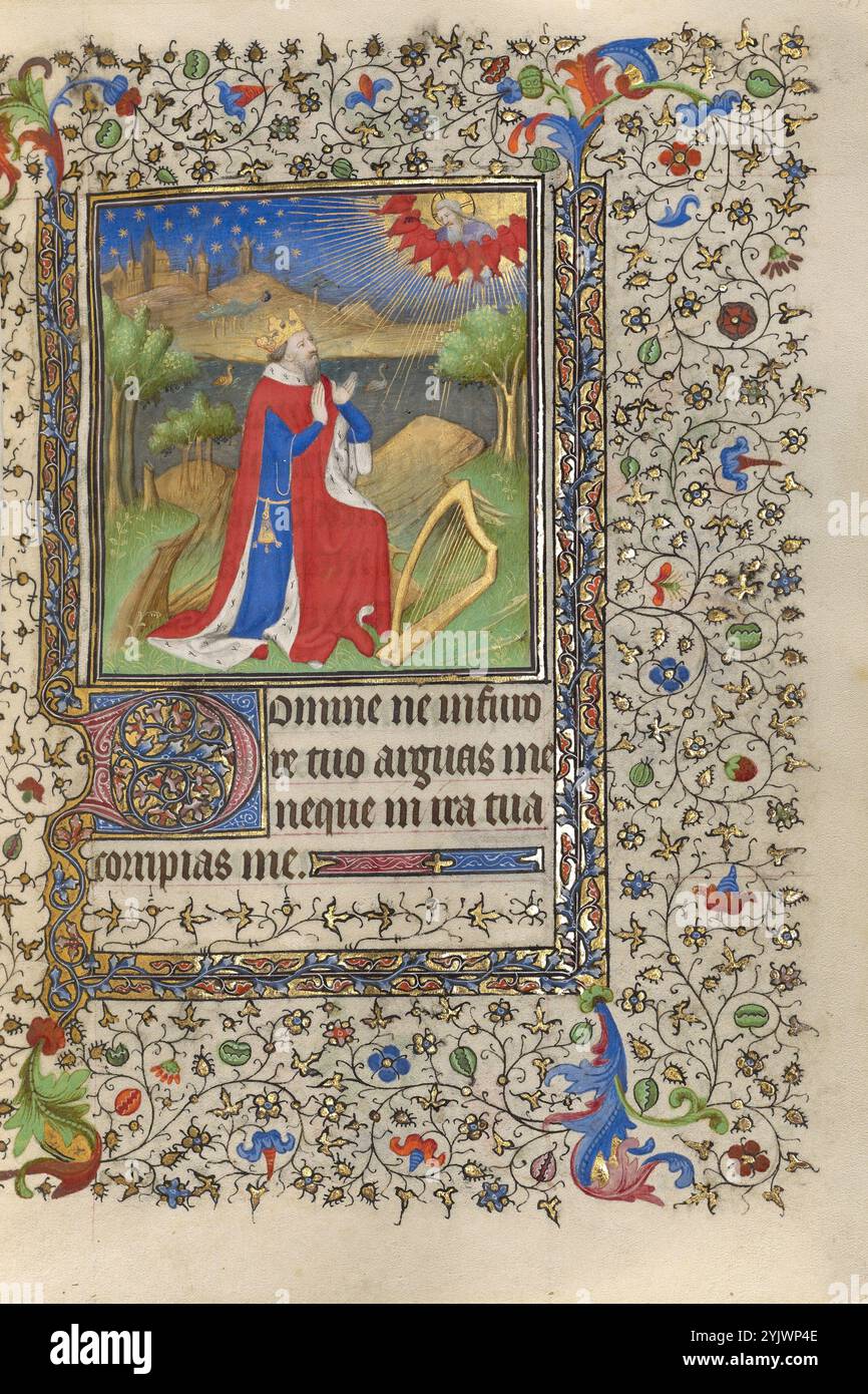David in Prayer; Book of Hours, about 1415-1420. King David kneels ...