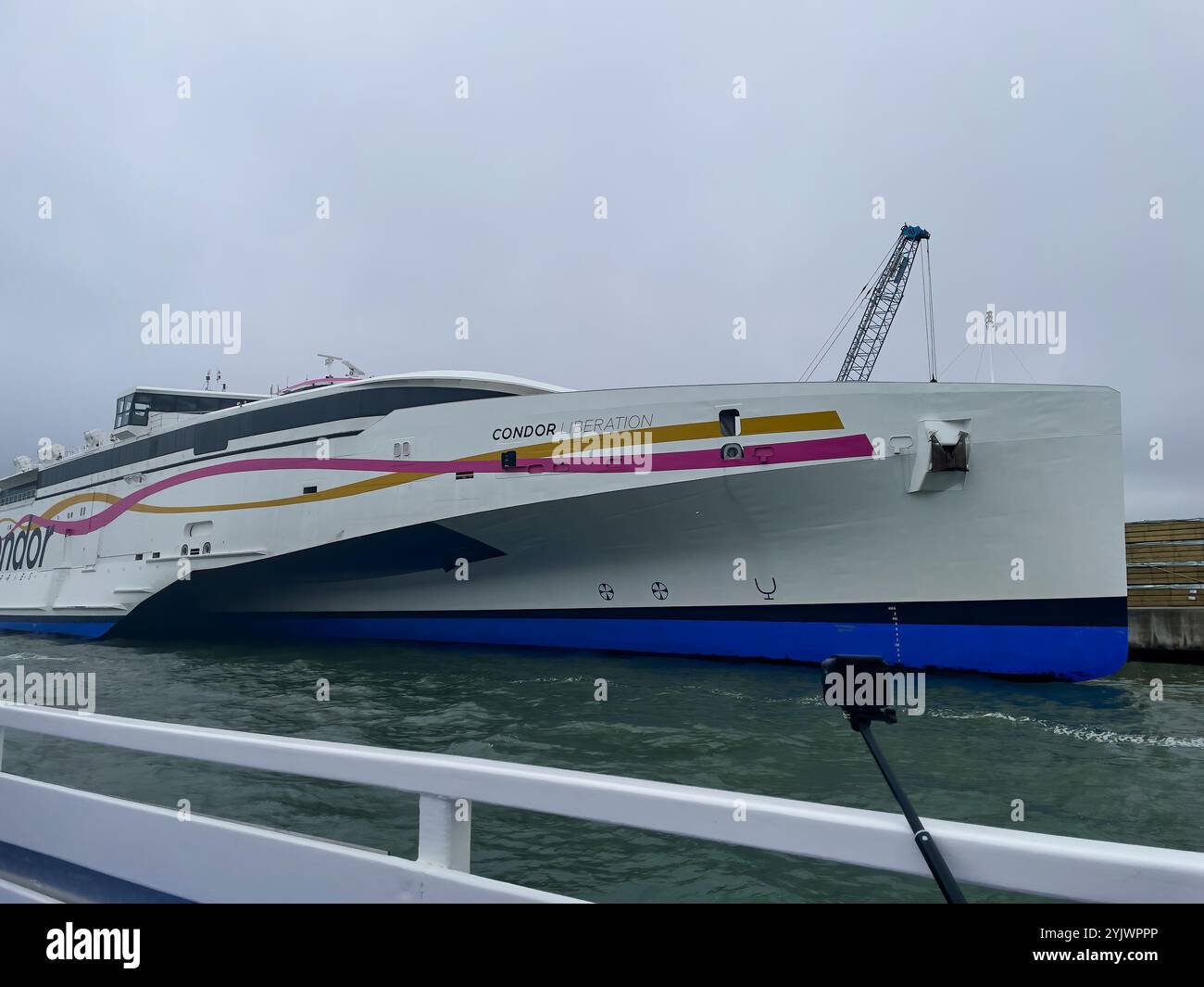 Poole, UK, April 11 2024. A large ferry boat named 'Condor Liberation ...