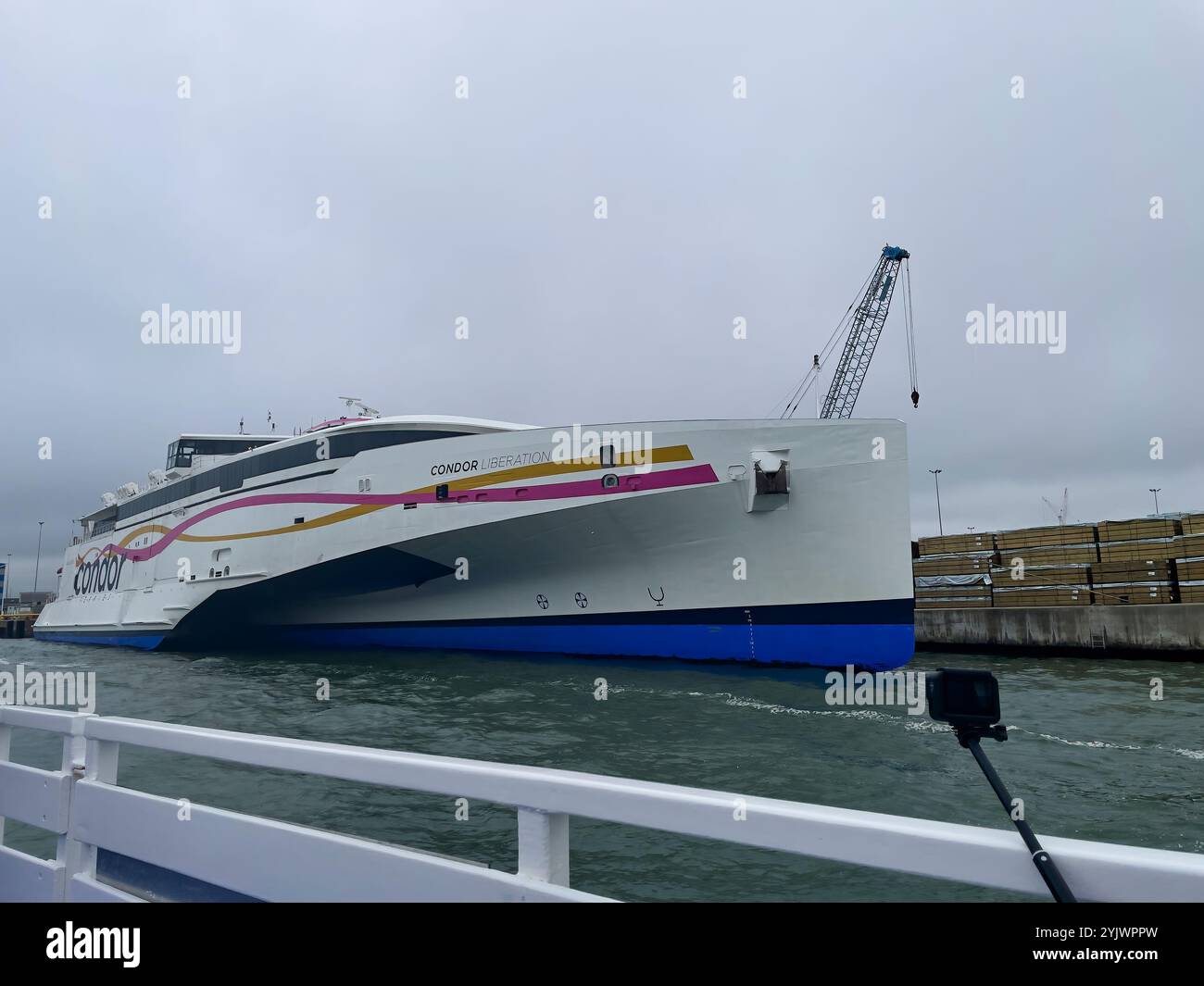 Poole, UK, April 11 2024. A large ferry boat named 'Condor Liberation ...