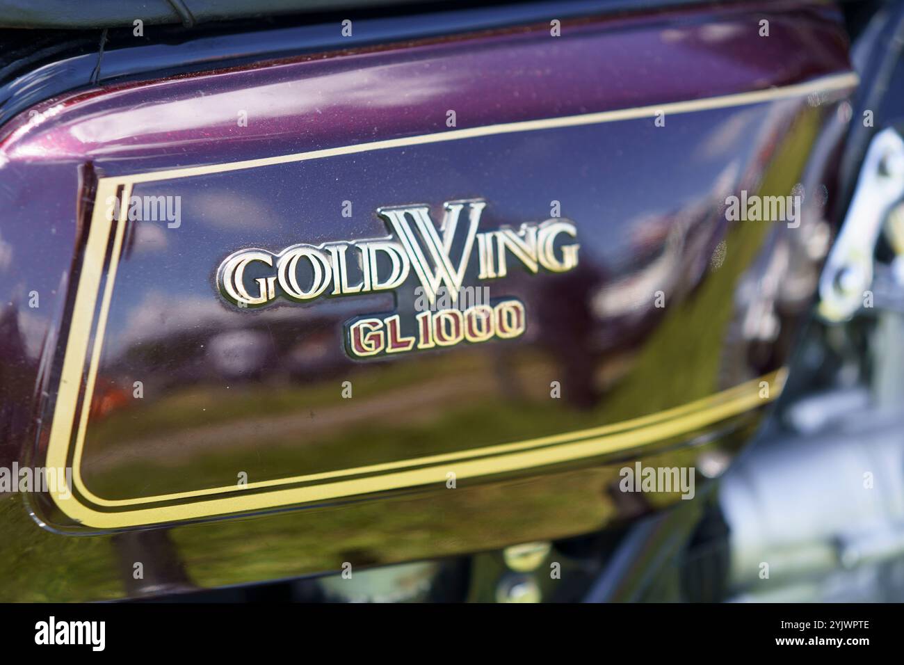 Old vintage honda gold wing gl1000 close up hi-res stock photography ...