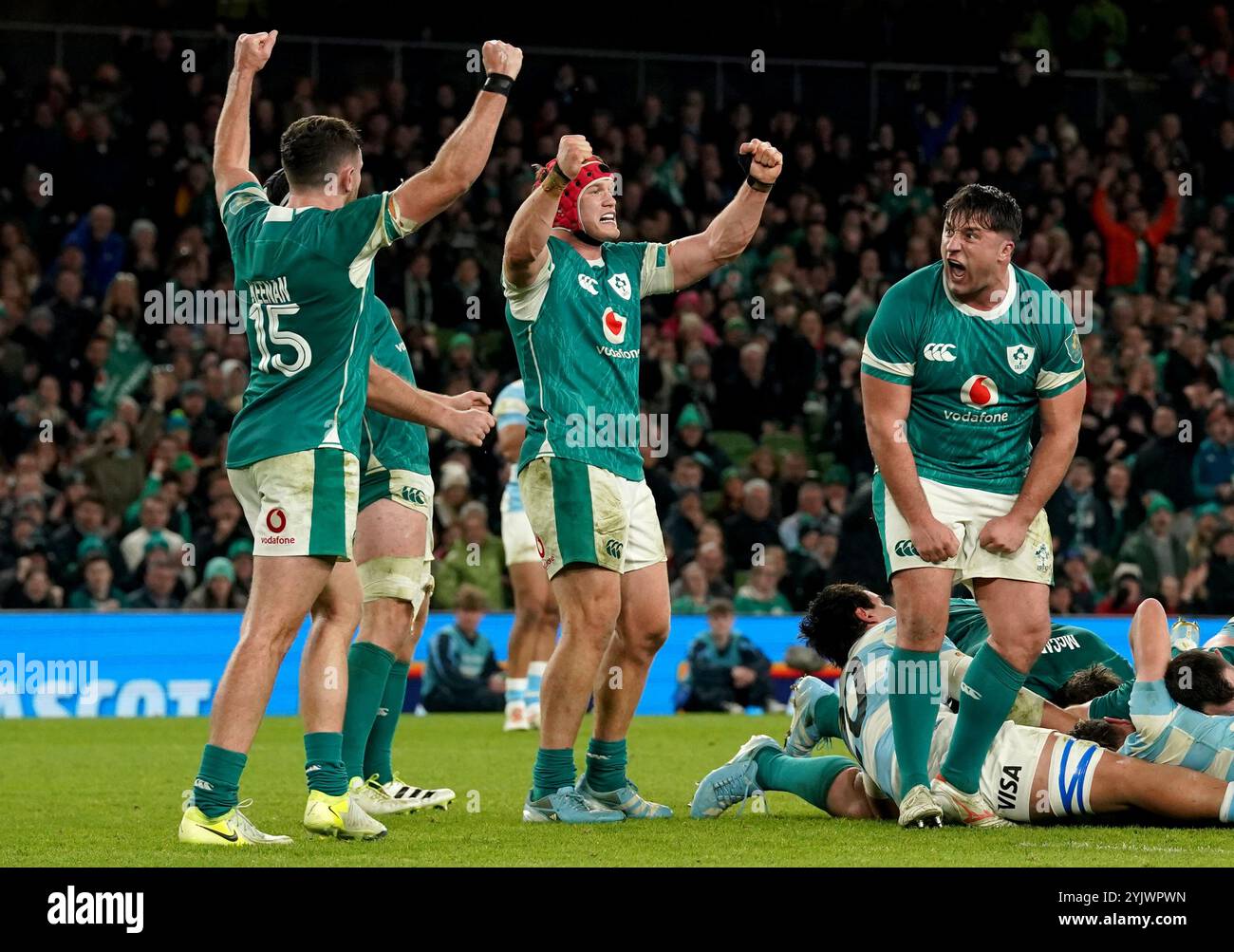 Ireland players celebrate at the final whistle the Autumn international ...