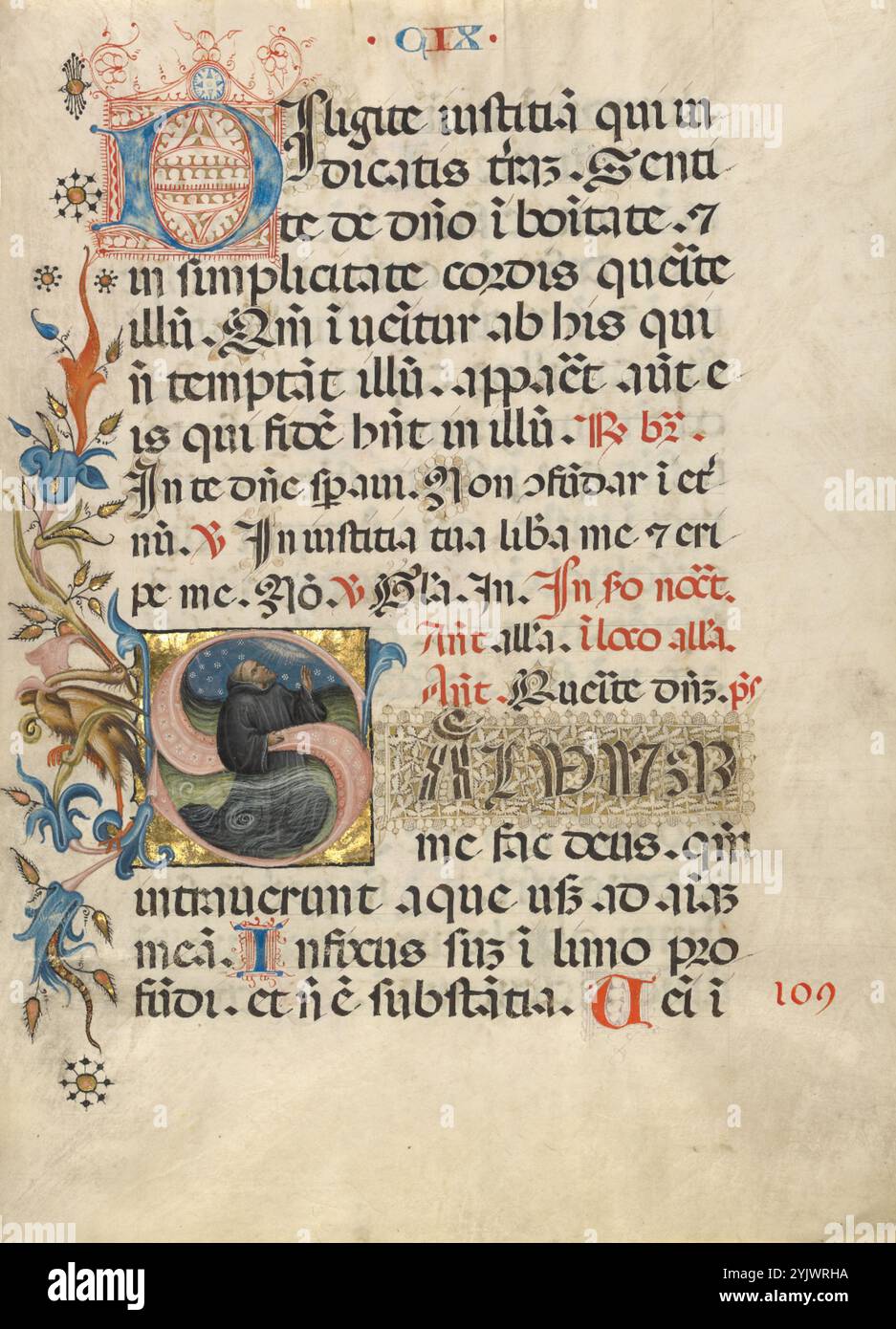 Initial S: A Monk Praying in the Water; Noted Breviary, about 1420 ...