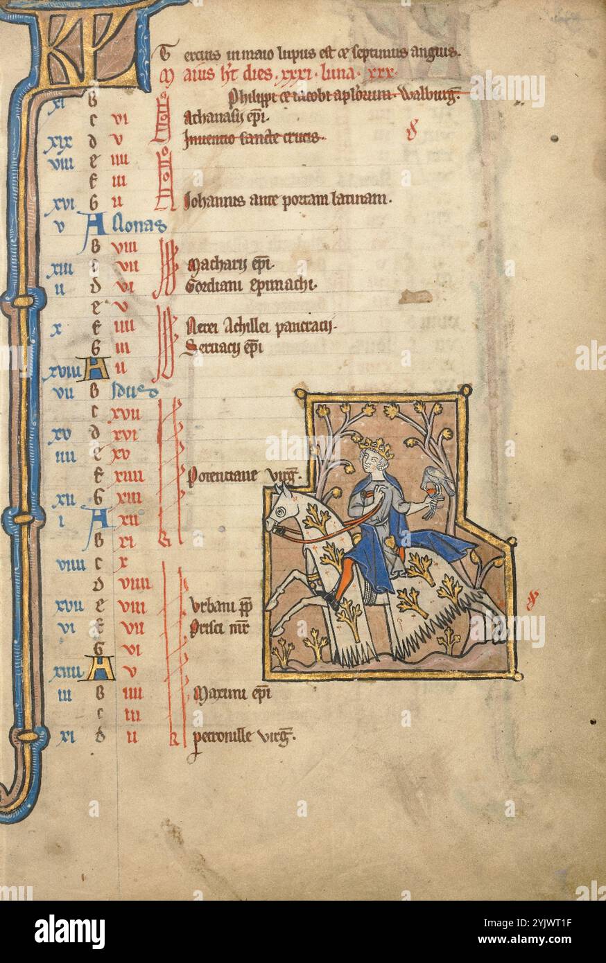 May Calendar Page; Hawking; Psalter, mid-1200s Stock Photo - Alamy