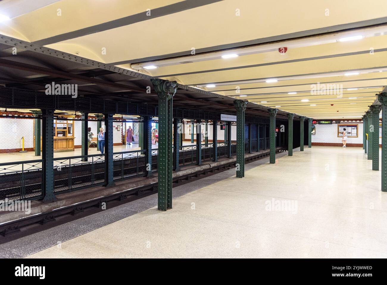 The rail and platforms in the Hosok tere station of the millennium ...