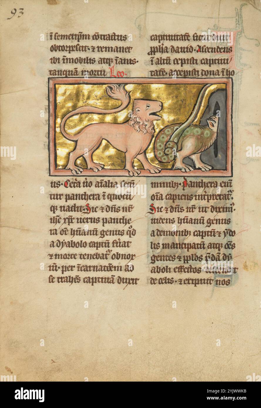 A Lion (Panther) and a Dragon, 1277 or after. From Mirabilia Mundi ...