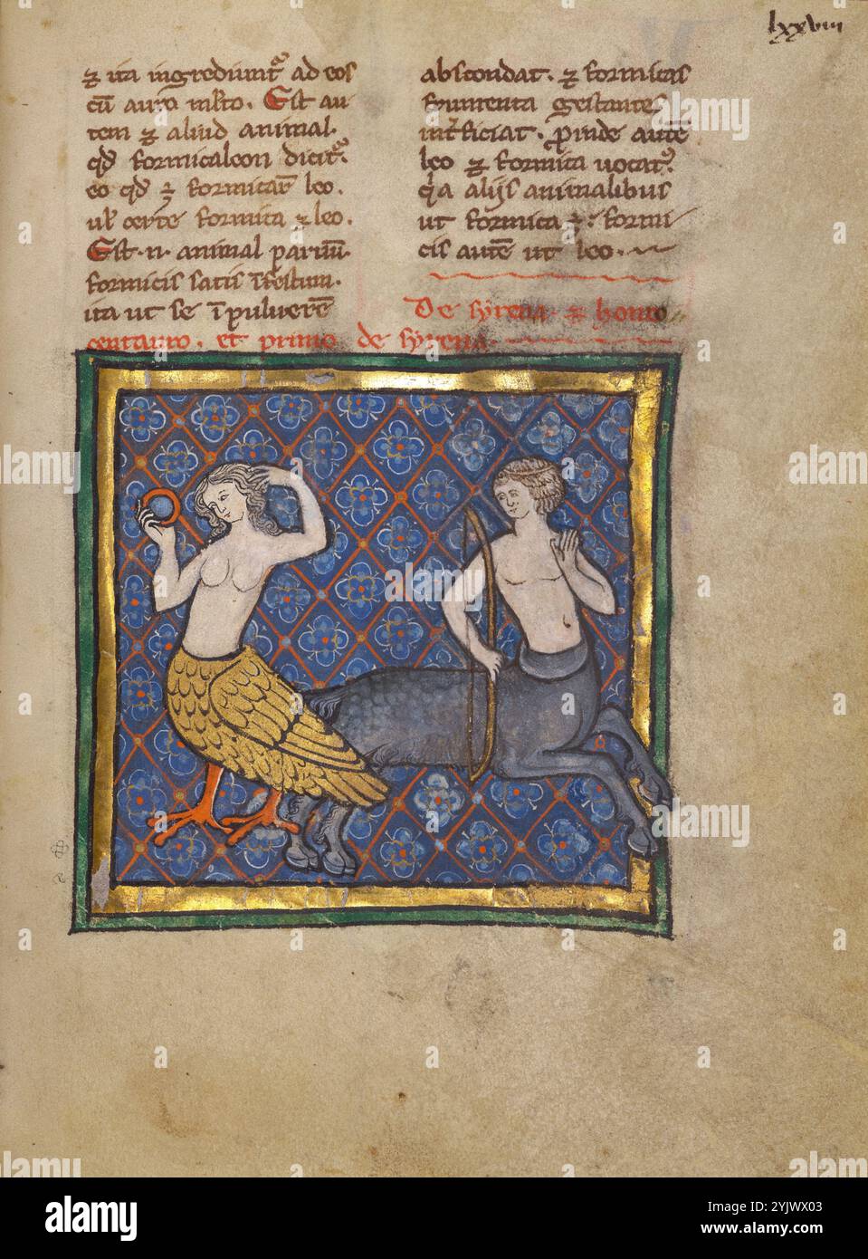 A Siren and a Centaur; Bestiary, about 1270. Additional Info:The siren ...