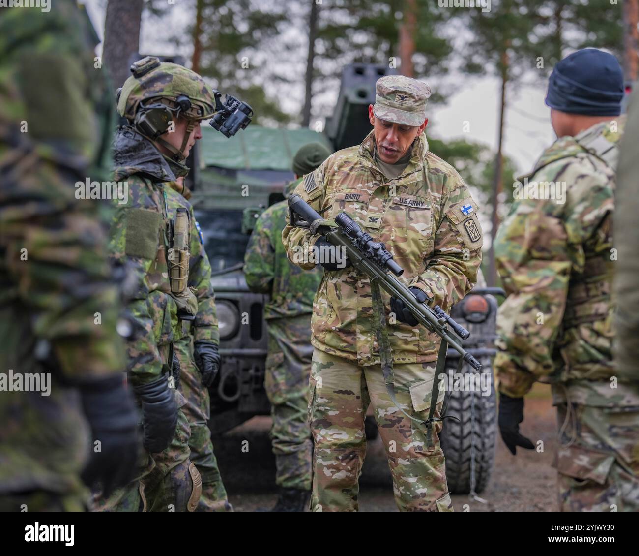 A Finnish Army ground based air defense Soldier shows feature of theri ...