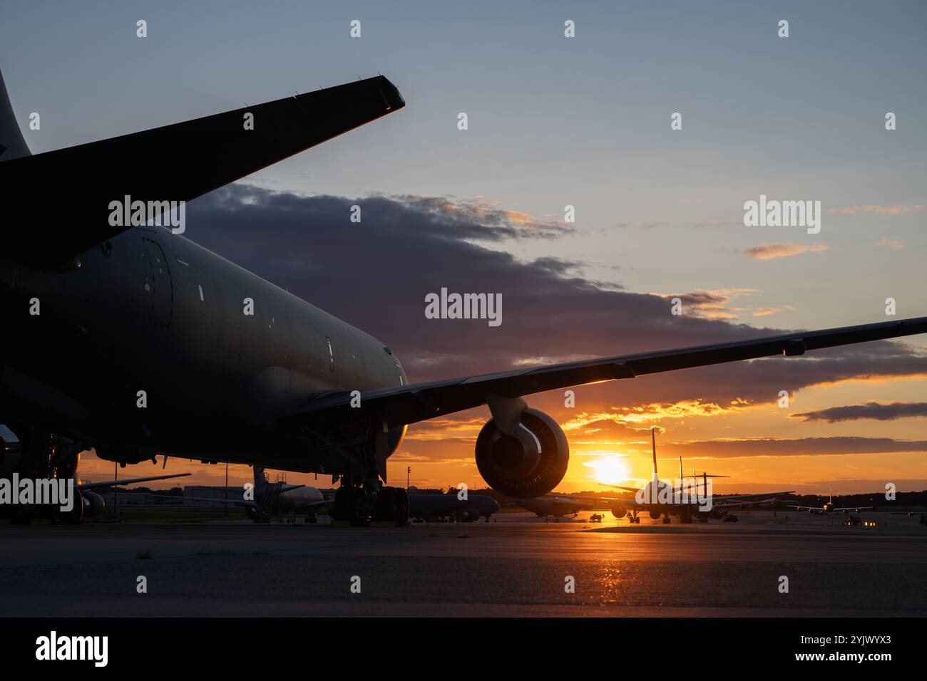 A KC-46A Pegasus aircraft stands ready upon the flight line at Joint ...
