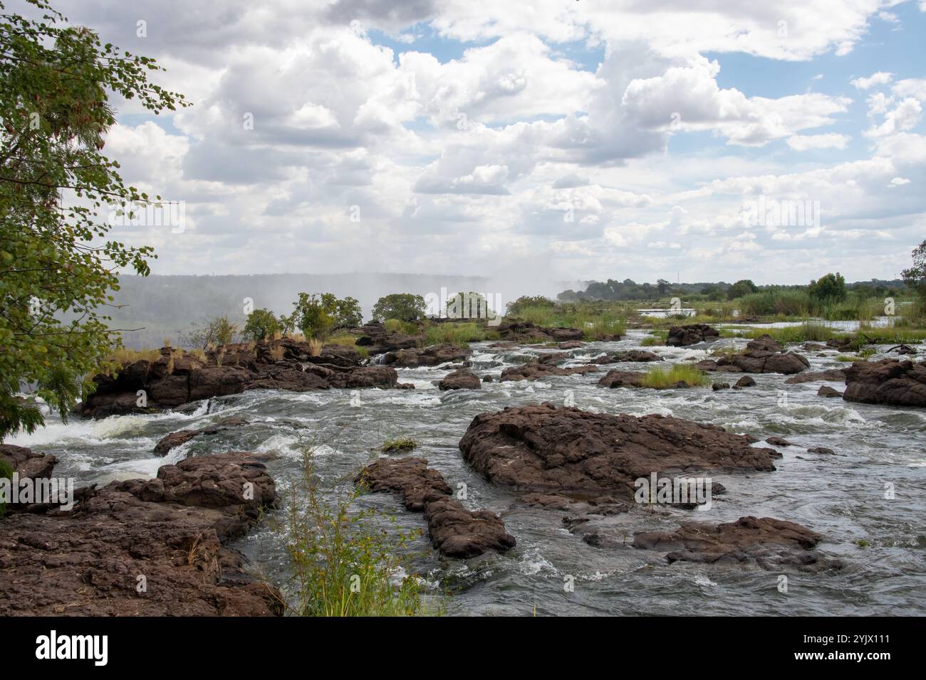 The beautiful Victoria Falls, a waterfall on the Zambezi River, a ...