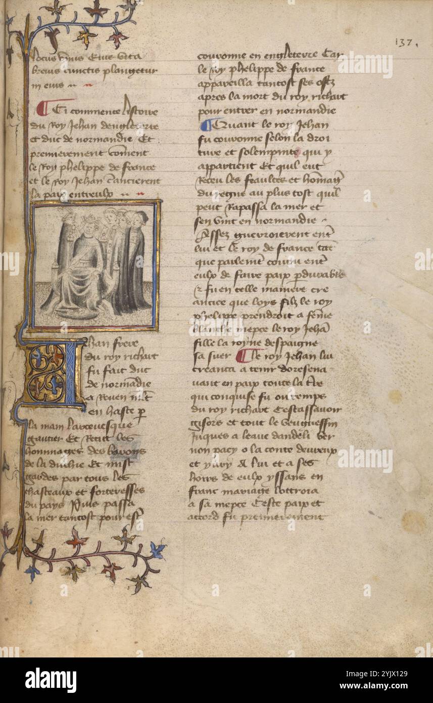 The Coronation of John; Chronique de Normandie, about 1400-1415 Stock ...