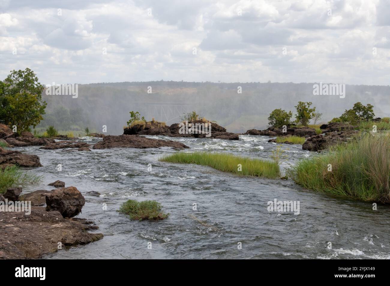 The beautiful Victoria Falls, a waterfall on the Zambezi River, a ...