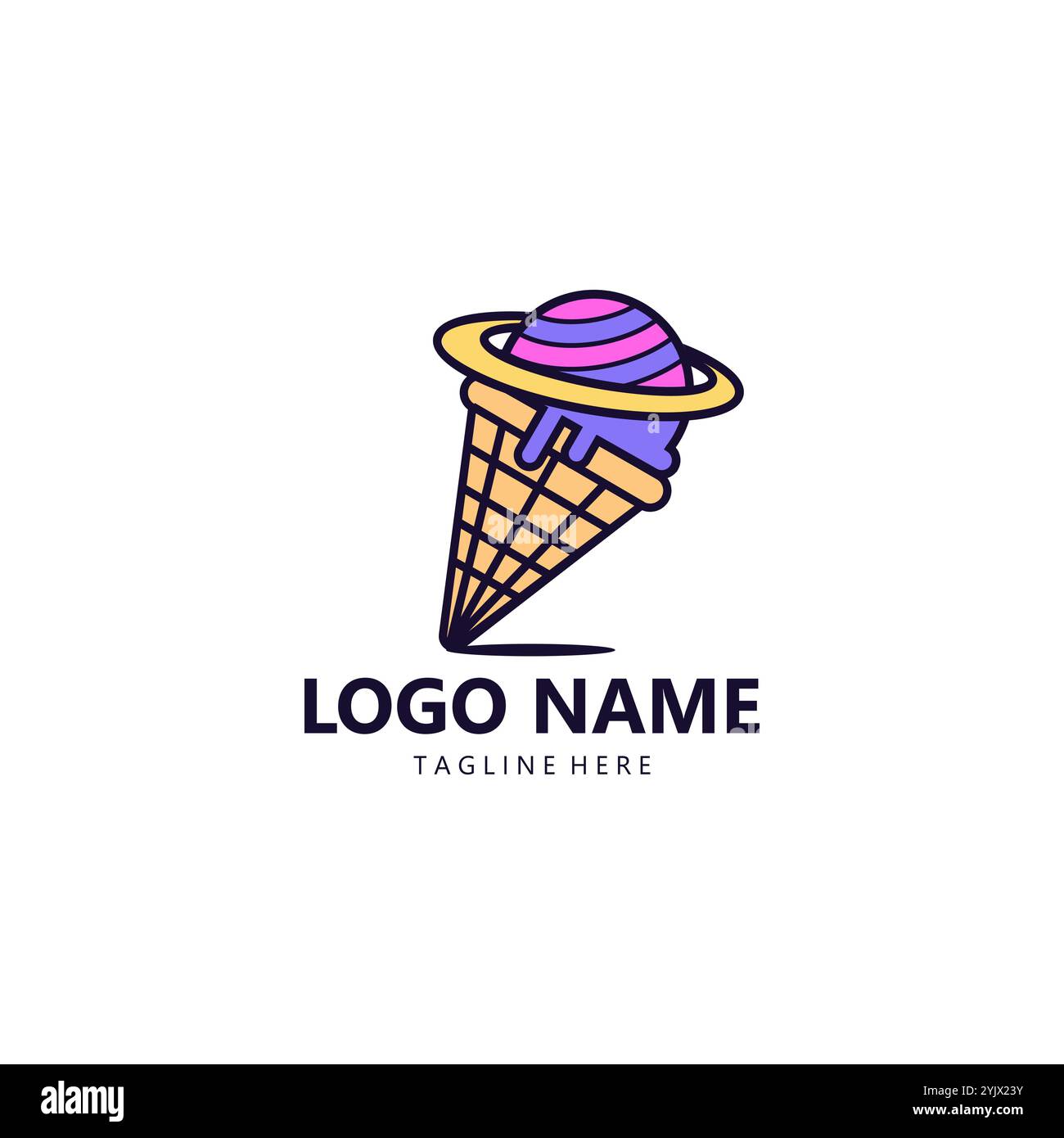 planet ice cream cone logo design vector Stock Vector Image & Art - Alamy