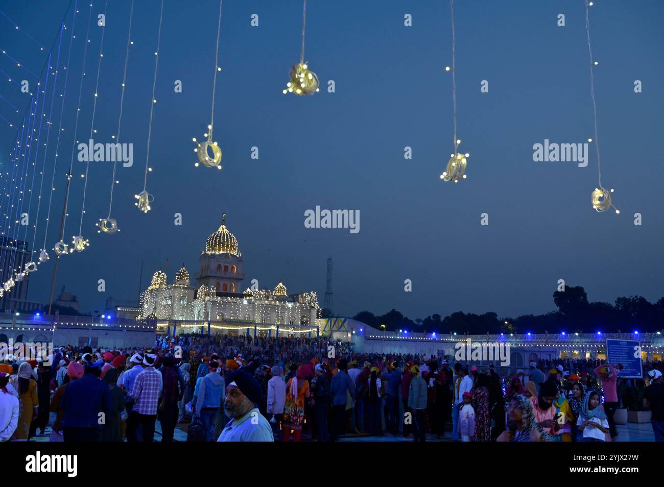 NEW DELHI, INDIA - NOVEMBER 15: A view of Gurudwara Bangla Sahib illuminated on the occasion of ...