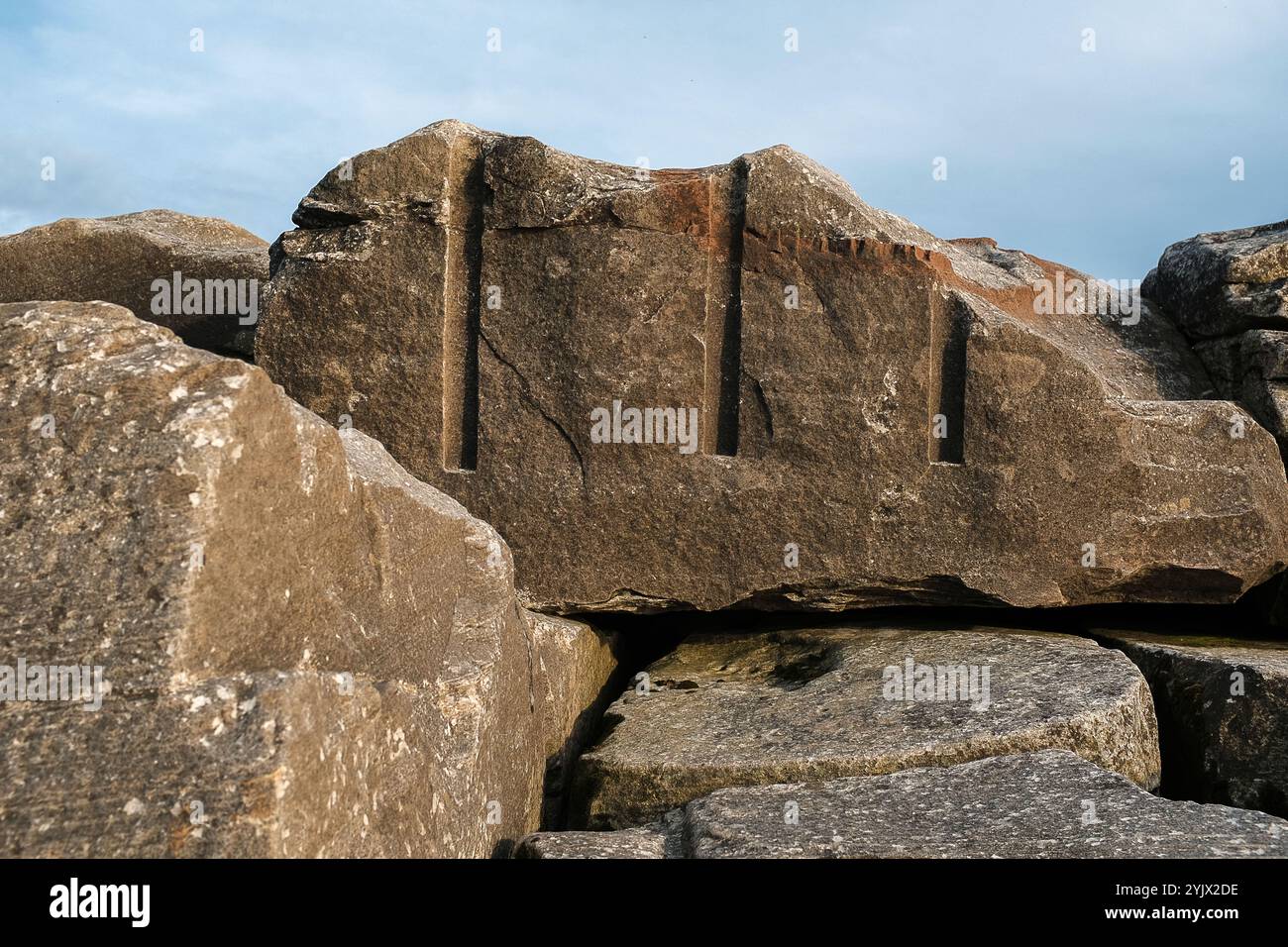 Rocks along the shoreline of Lake Erie at Edgewater Beach Cleveland ...