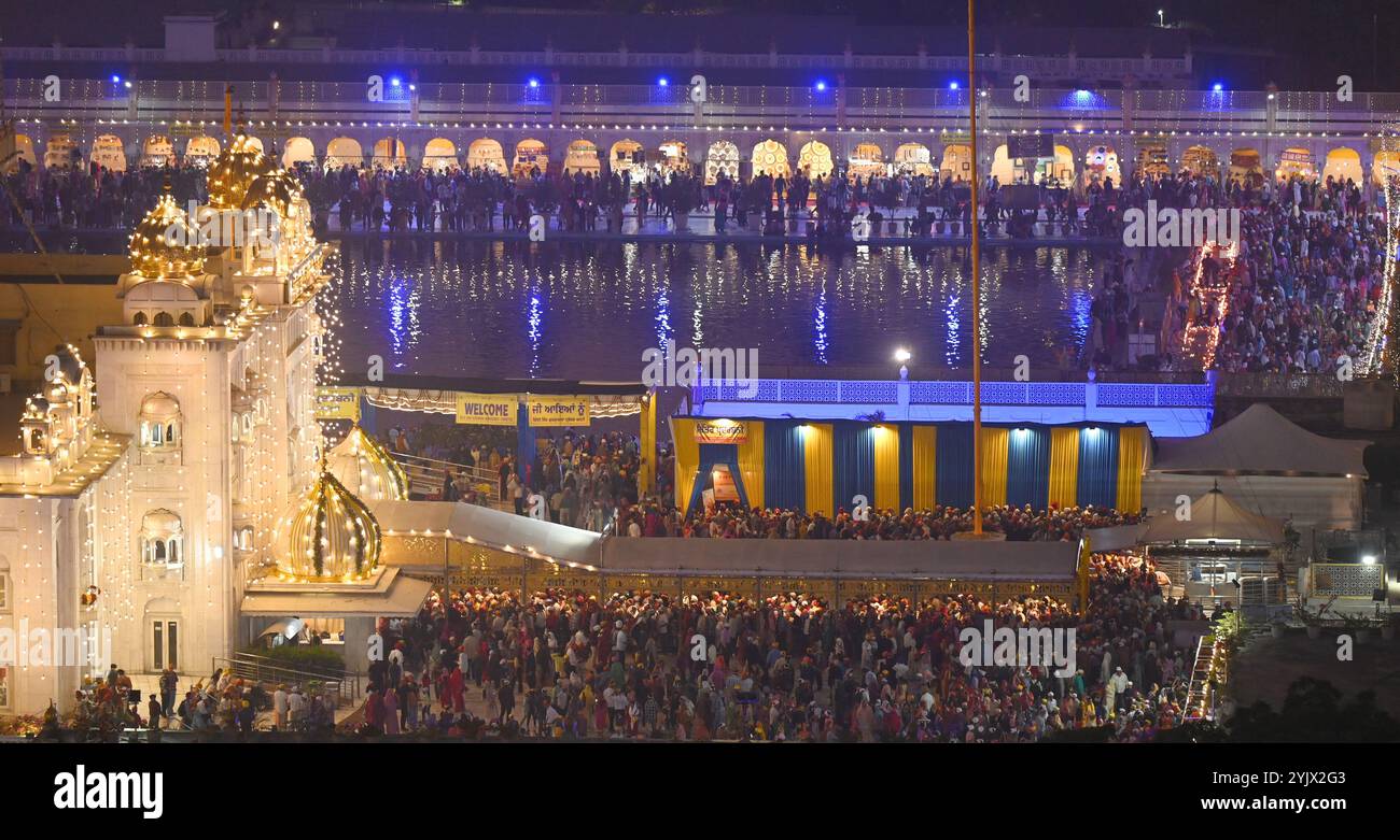 NEW DELHI, INDIA - NOVEMBER 15: An illuminated view of Bangla Sahib ...