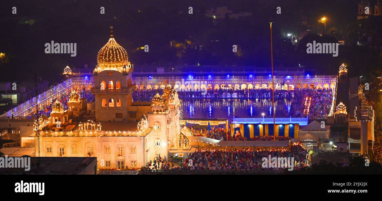 NEW DELHI, INDIA - NOVEMBER 15: An illuminated view of Bangla Sahib ...
