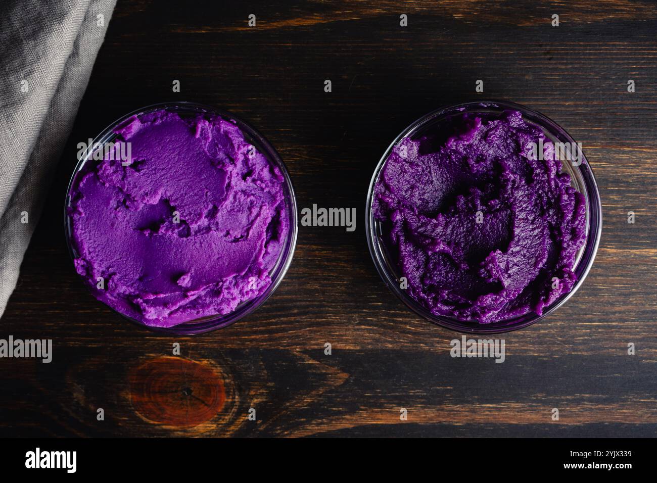 Purple Sweet Potato Puree in Small Glass Bowls: Color comparison of ...