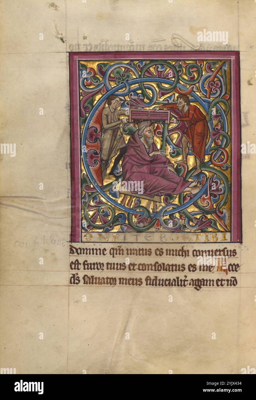 Initial C: Isaiah Being Sawn in Two; Psalter, about 1240-1250 Stock ...
