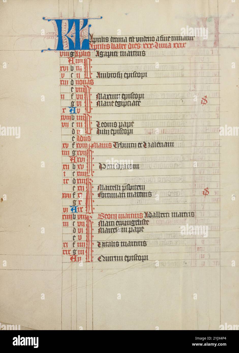 Calendar Page; Collegium Ducale, about 1420-1430 Stock Photo - Alamy