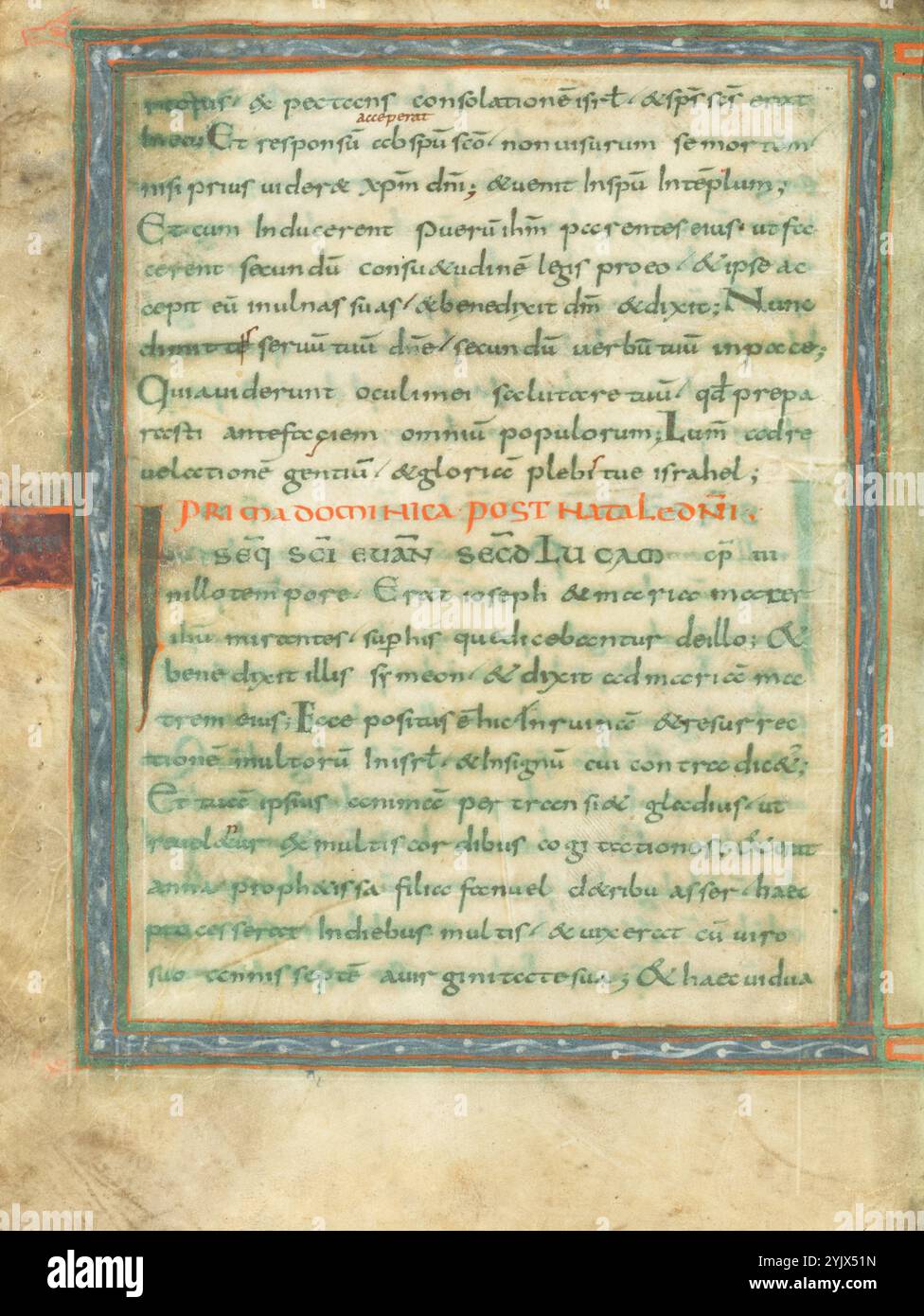 Decorated Text Page, early 9th century. Latin text from a Bible Stock ...