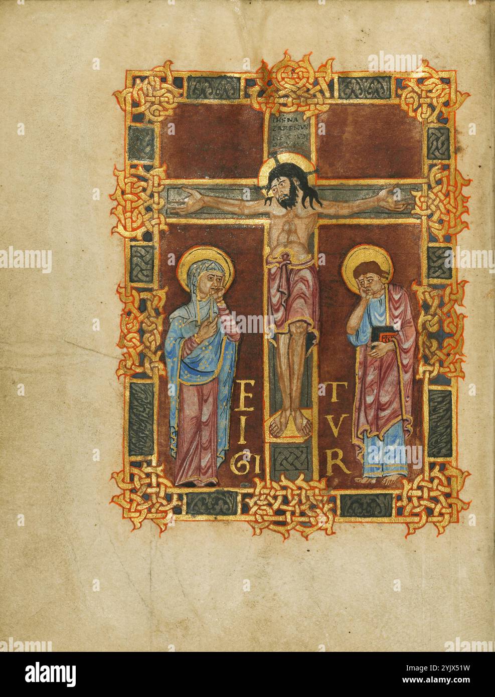 The Crucifixion; Sacramentary, first quarter of 11th century ...