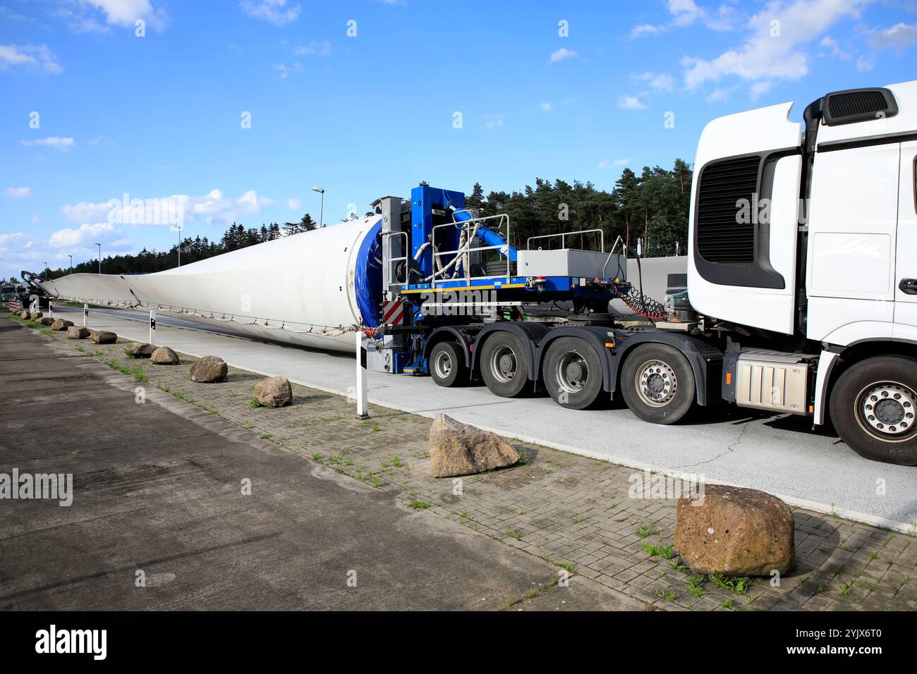 Transportation of a wind turbine blade by truck in Germany Stock Photo ...