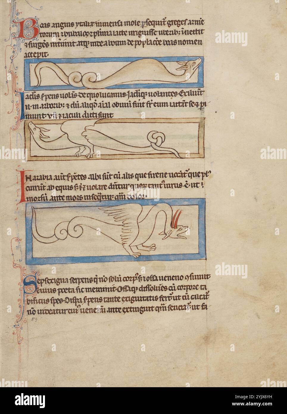 A Boa; A Jaculus; A Siren; Northumberland Bestiary, about 1250-1260 ...