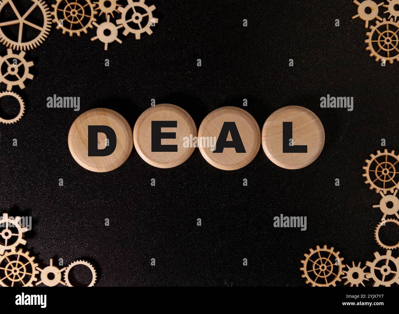 Word of A Great Deal. Text written by wood toy or wood cubes on white ...