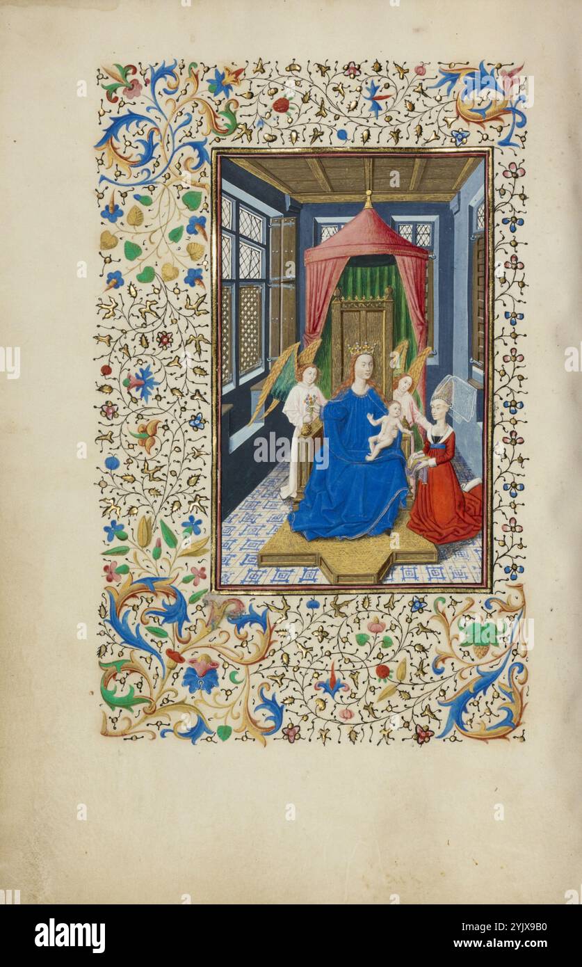 The Virgin and Child Enthroned with a Kneeling Woman; Llangattock Hours ...