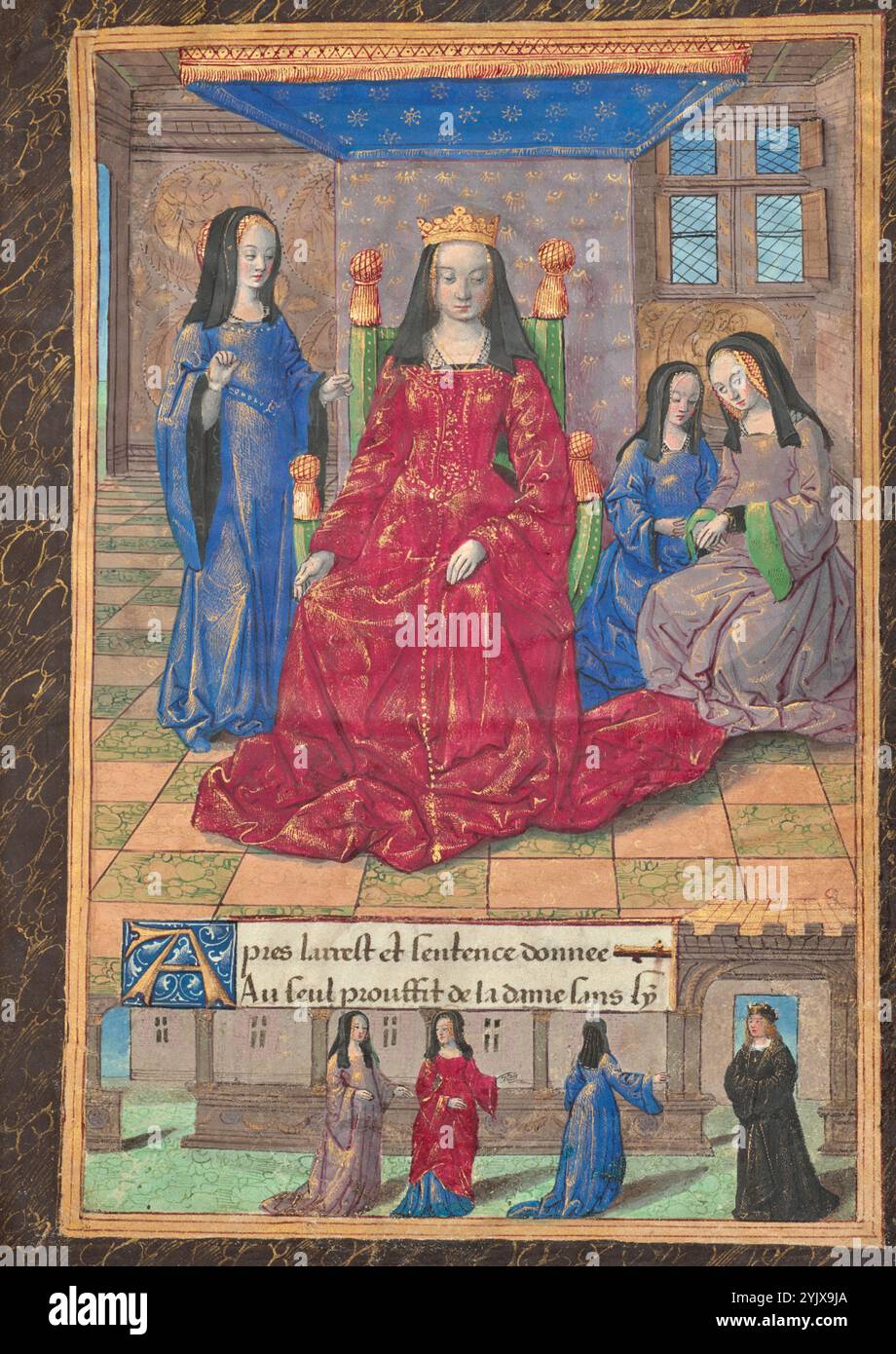 Anne of Brittany Enthroned and Accompanied by Her Ladies-in-Waiting ...