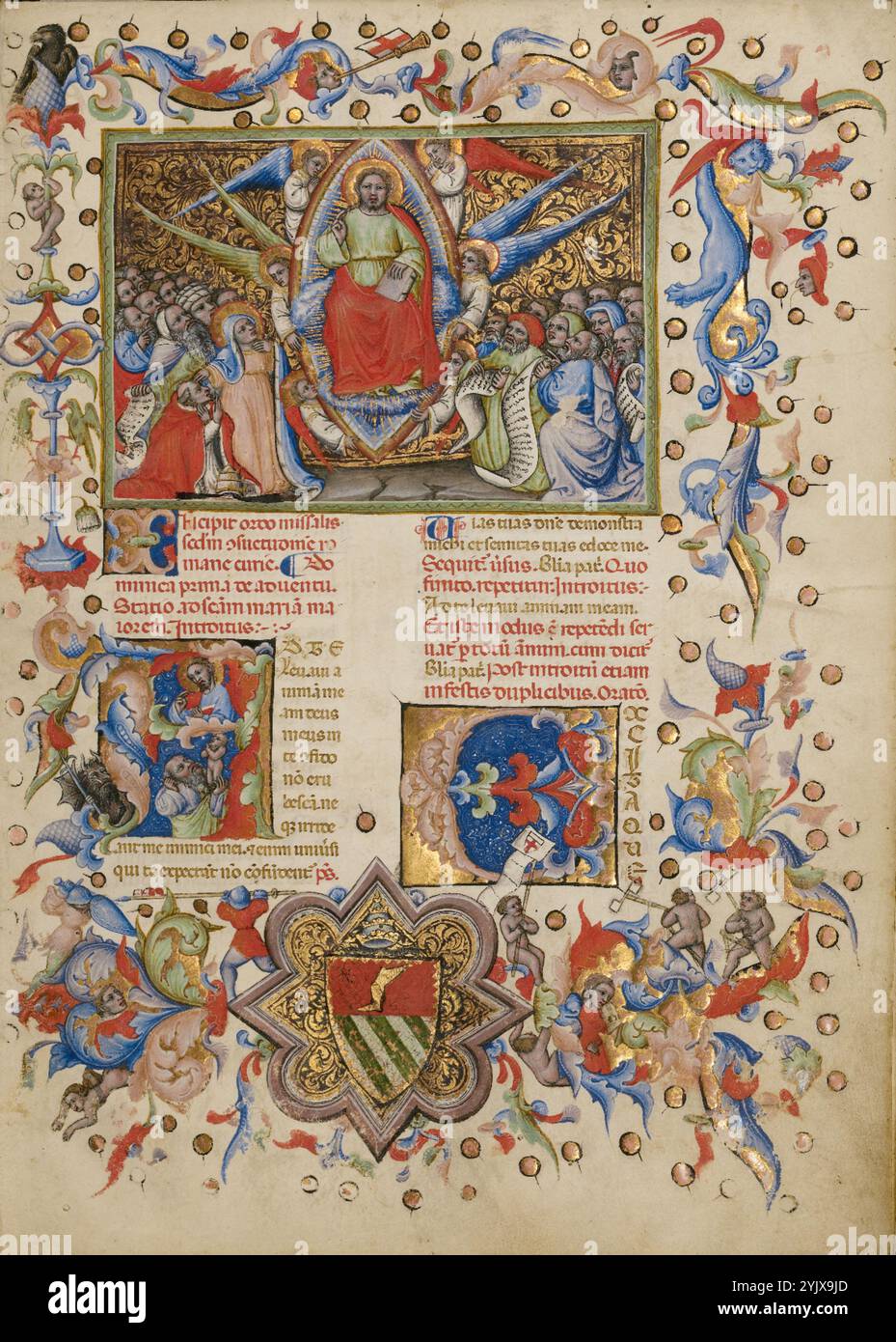 Christ in Majesty; Initial A: A Man Lifting His Soul to God, between ...