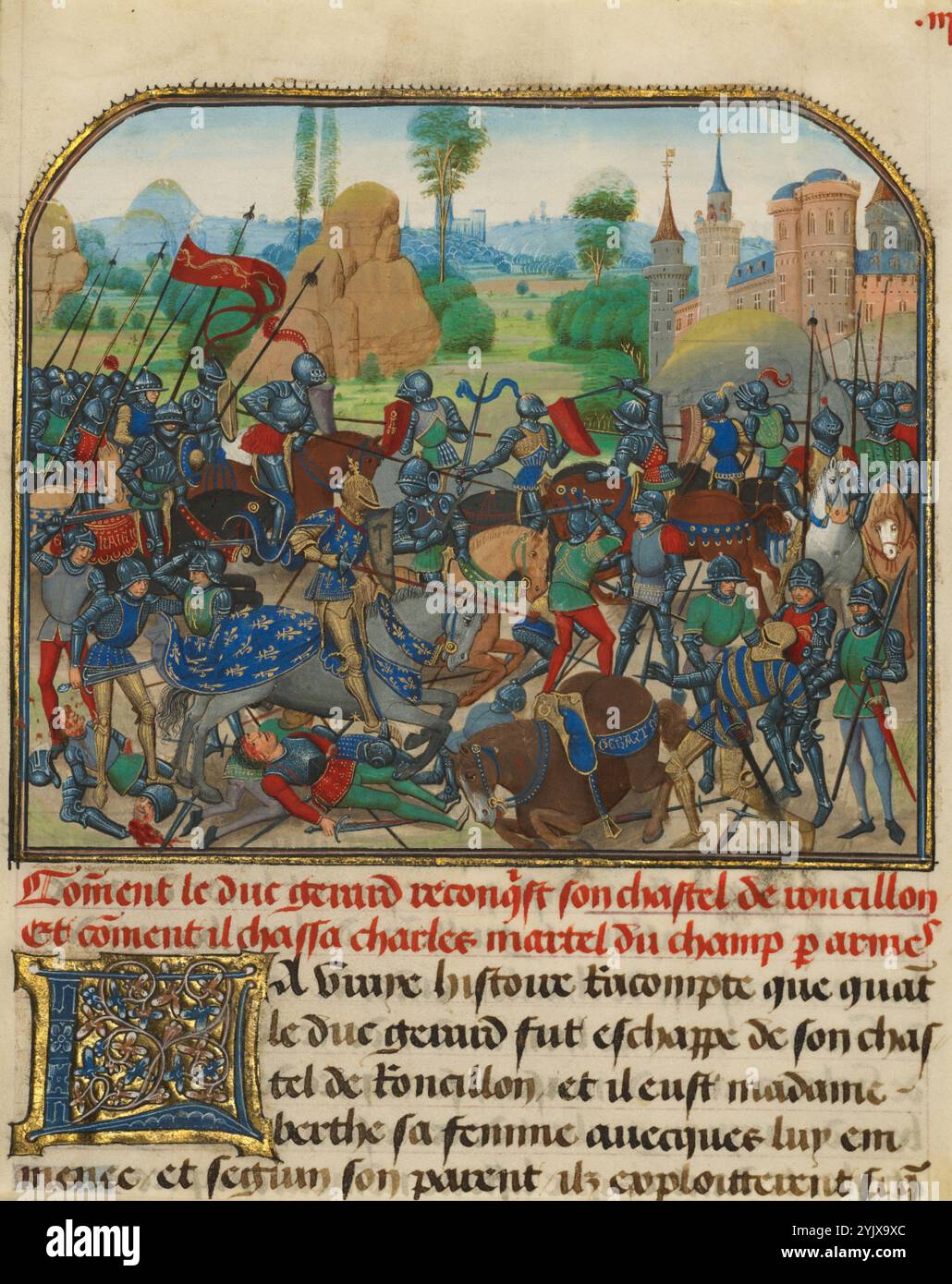 The Battle before Roussillon's Castle, written 1463-1465; illuminated ...
