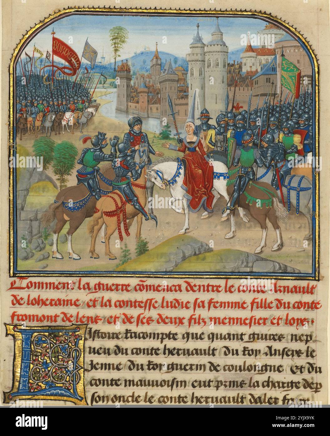 The Battle Between Arnault de Lorraine and His Wife Lydia, written 1463 ...