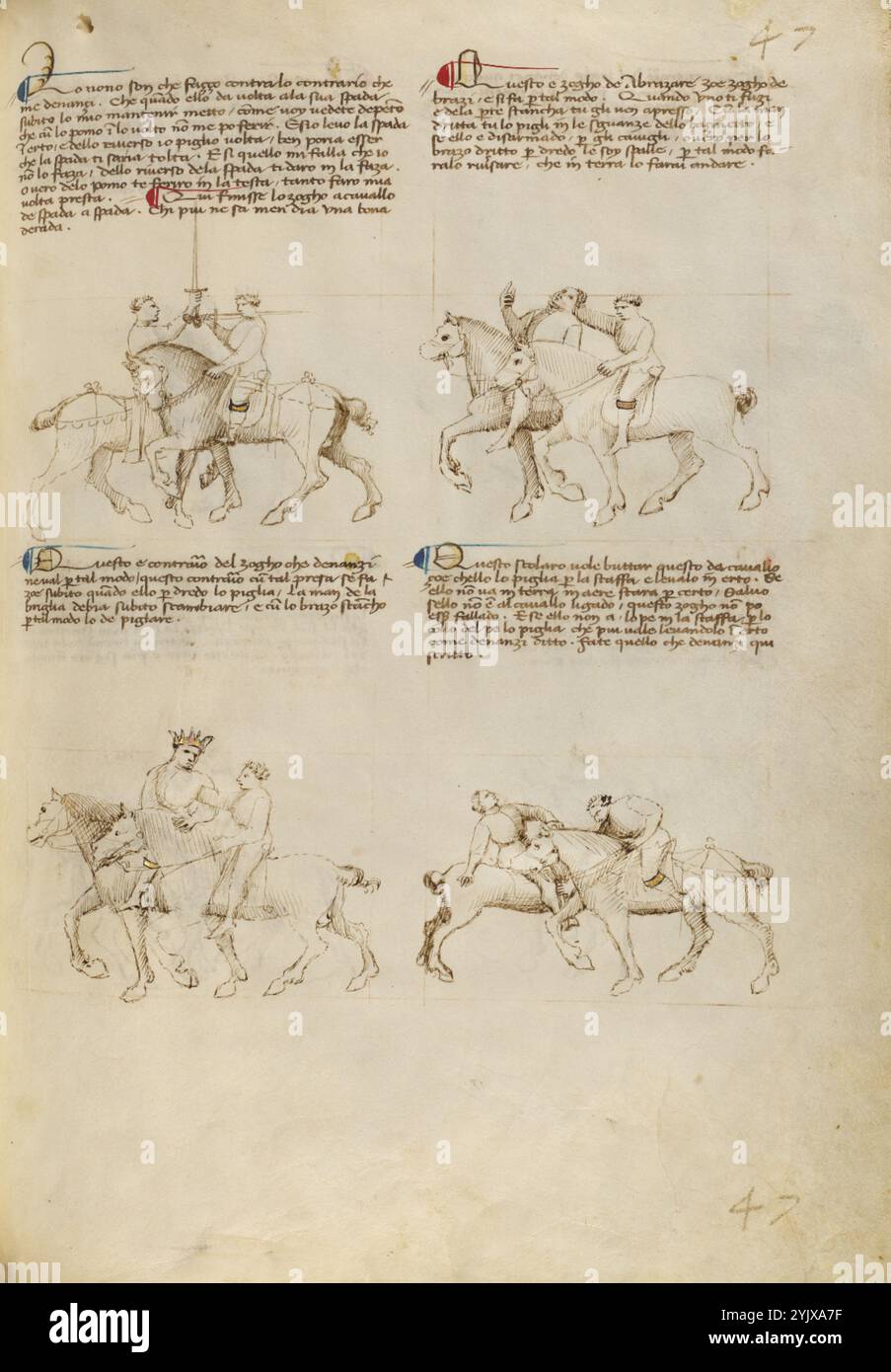 Equestrian Combat with Sword and Unarmed Equestrian Combat, about 1410 ...
