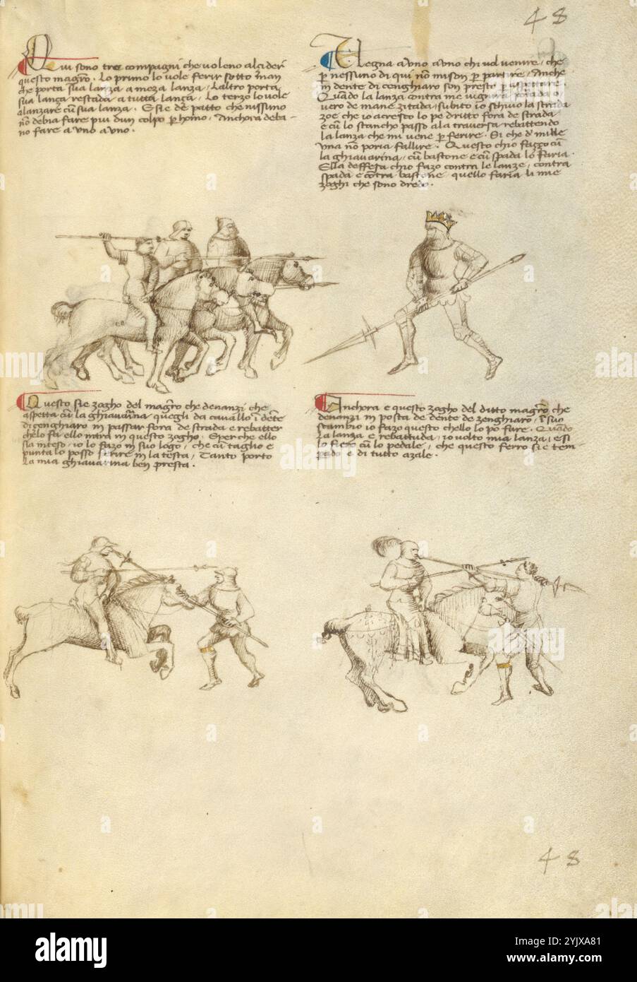 Combat against an Equestrian Opponent with Lance, about 1410. Fiore dei ...