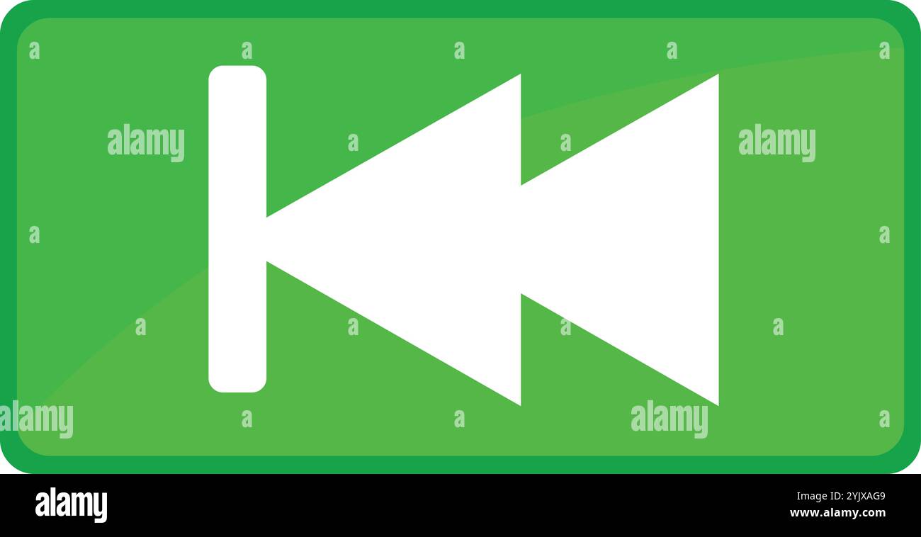 vector illustration green and white icon rewind button Stock Vector ...