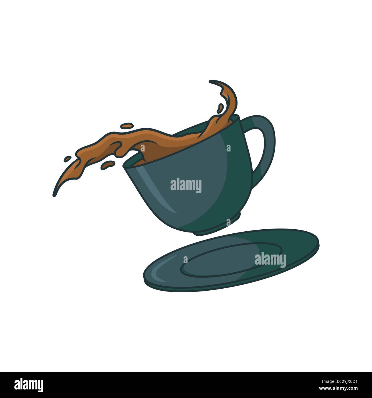 Cup of coffee with splash vector illustration. Flying splash coffee cup ... Cup of coffee with splash vector illustration. Flying splash coffee cup ...