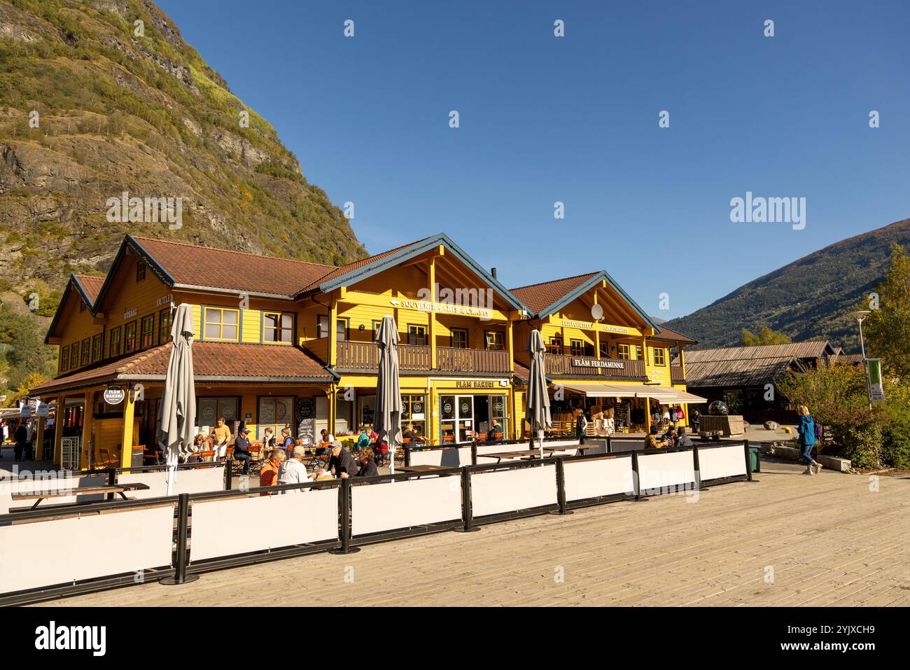 Shops and stores including bakery and souvenirs shop in the Norwegian ...