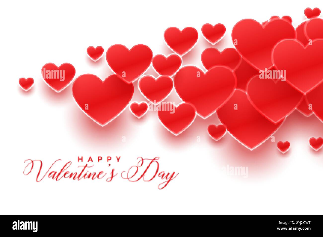 attractive red valentine hearts on white background Stock Vector Image ...
