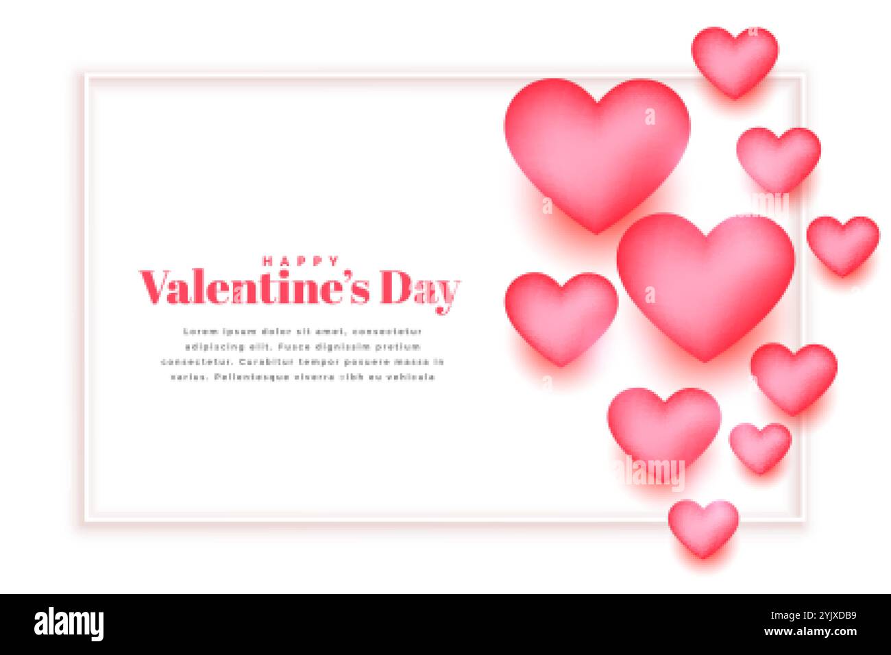 beautiful pink hearts valentines day background design Stock Vector ...