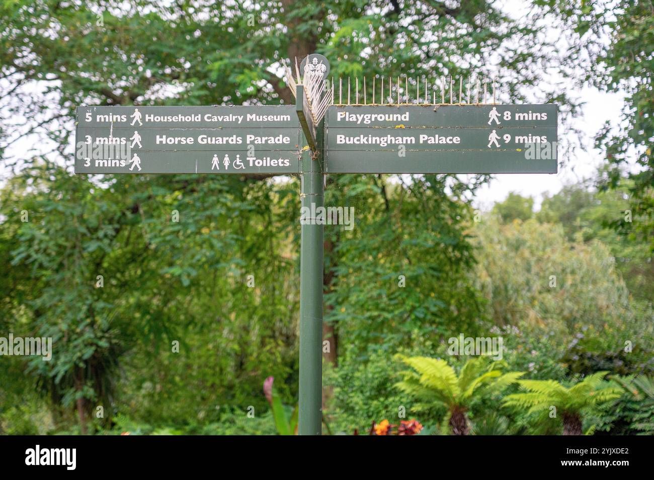Pedestrian access direction signs, horse guards parade, play ground ...
