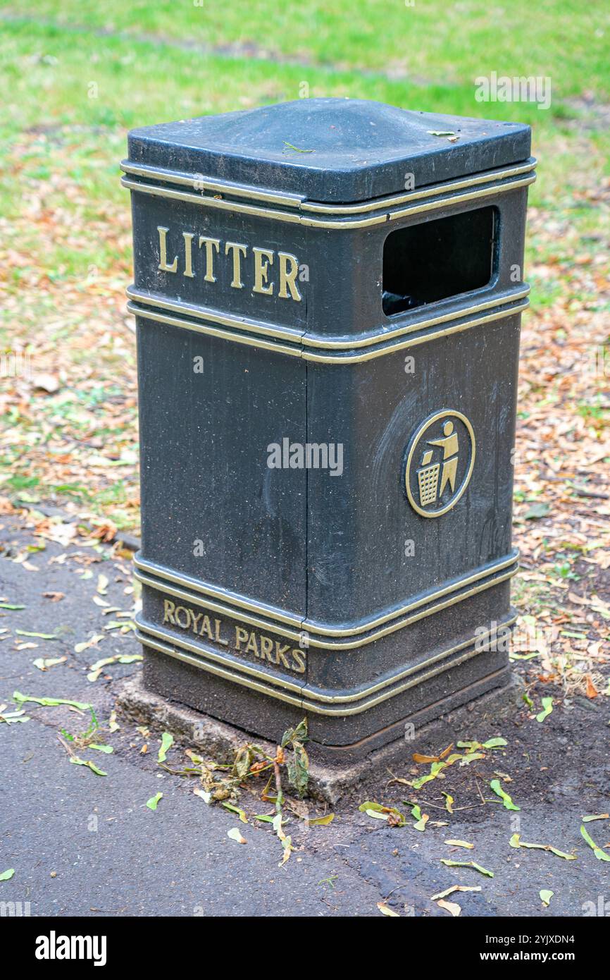 box for placing dog feces, park in London Stock Photo - Alamy