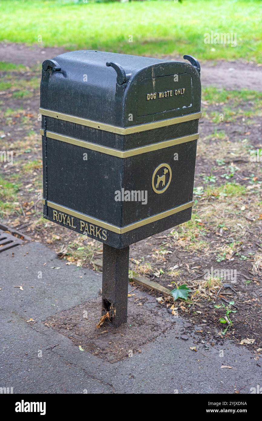 box for placing dog feces, park in London Stock Photo - Alamy
