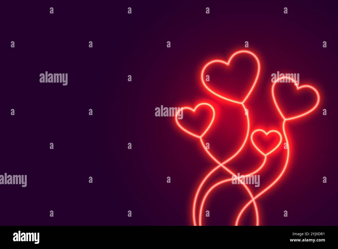 glowing neon flying hearts banner design Stock Vector Image & Art - Alamy