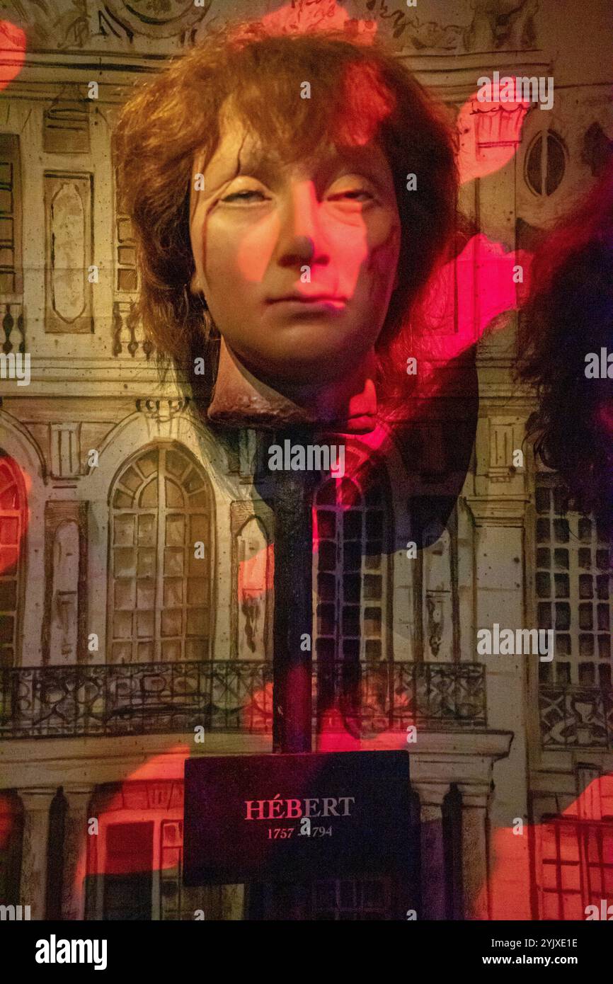 Hébert s decapitated head, represented in wax in a frontal image Stock ...