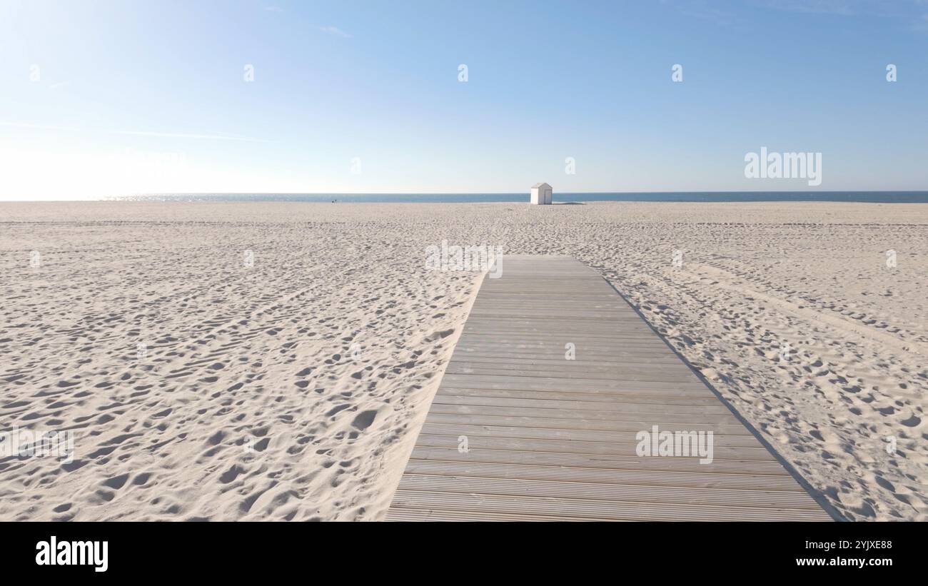 Figueira da Foz Beach, Portugal, with a clear blue sky and fine sand ...