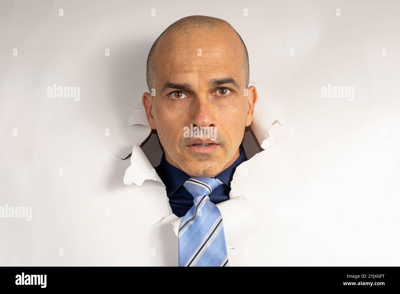 48 year old man in casual clothing and tie, only his head on a ...